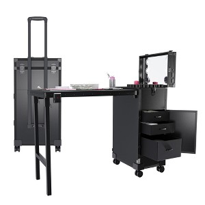 2 In 1 Portable Fold Table & Makeup Case with Storage, Folding Manicure ...