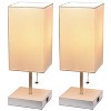 2pk Petite White Stick Lamps With Usb Charging Port And Fabric Shades ...
