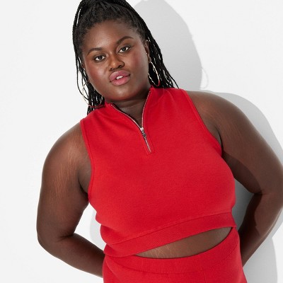 Women's Mock Turtleneck Zip Sweater Tank - Wild Fable™ Red 2x : Target