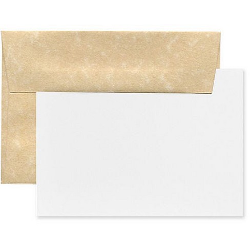 Jam Paper Blank Cards Set - A2 - 4 3/8 X 5 3/4 - Parchment Brown - 25 ...