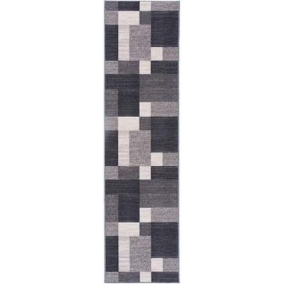 World Rug Gallery Modern Boxes Design Non-slip (non-skid) Gray 22" X 84 ...