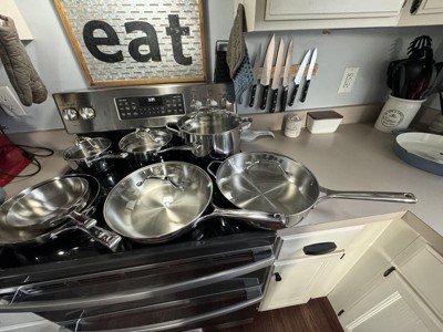 12pc Stainless Steel Cookware Set With 6pc Pan Protectors Silver ...