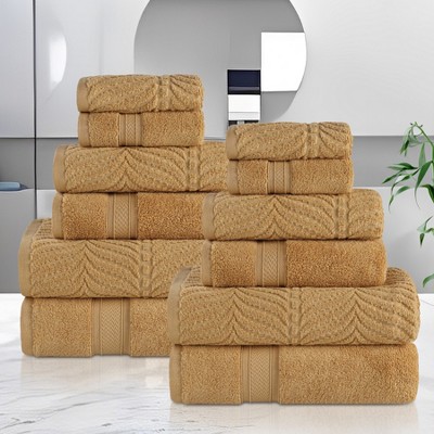 Chevron Zero Twist Cotton Solid And Jacquard 12 Piece Bathroom Towel ...