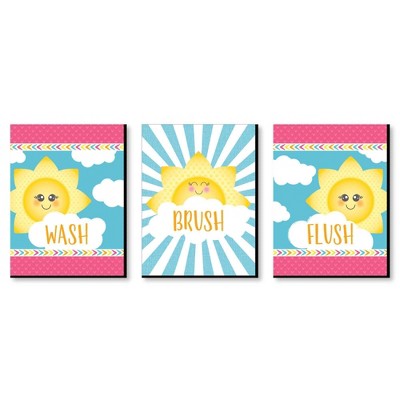 Big Dot Of Happiness Hello Rainbow - Boho Kids Bathroom Rules Wall Art ...