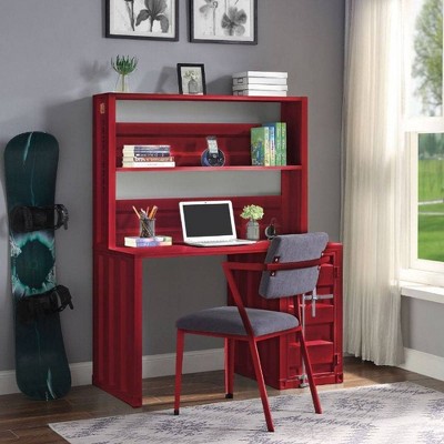 Acme Furniture Cargo 47" Desks Red: Metal Frame, Hutch Storage, No ...