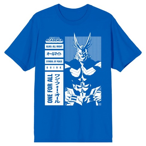 My Hero Academia All Might One For All Men's Royal Blue Graphic Tshirt ...