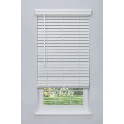 Linen Avenue Cordless Faux Wood Blind White, 52 W X 72 H Partial Inside ...