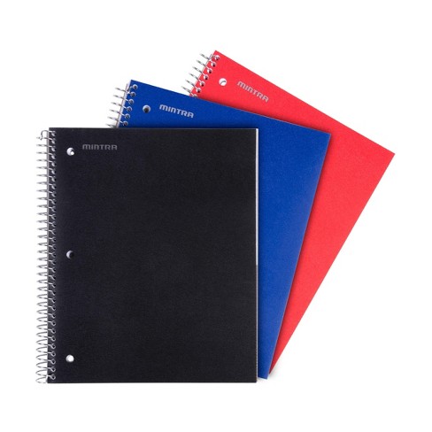 Mintra Office Durable Spiral Notebooks 3 Subject, 150 Sheets (ablack ...