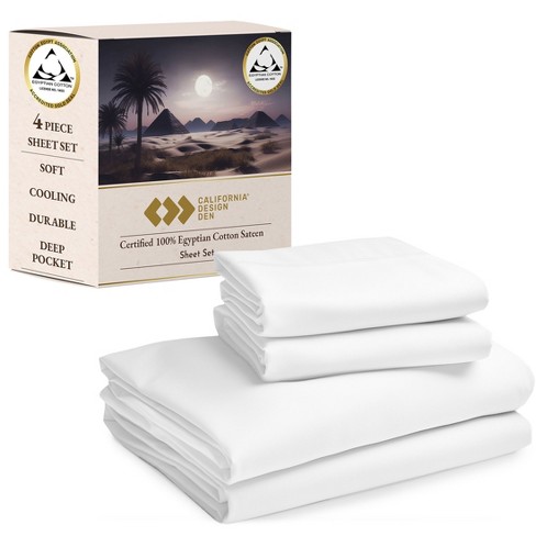 California Design Den Certified 100% Cotton Sheets, 4 Piece Bedding ...