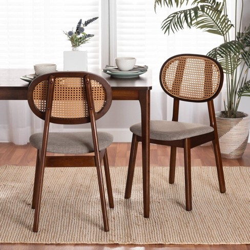 Baxton Studio 2pc Darrion Fabric And Wood Dining Chairs Gray/walnut ...