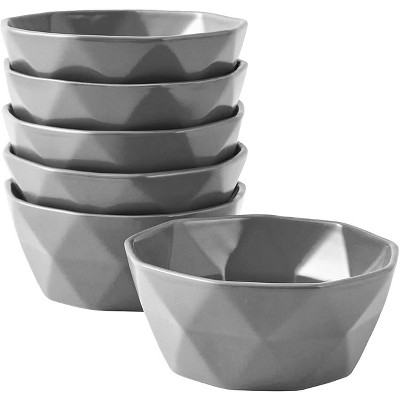 Bruntmor Geometric Ceramic Bowl, Set Of 6 Gray : Target