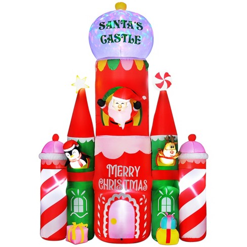 Homcom Giant 10ft Christmas Inflatables Decorations Candy Castle And ...