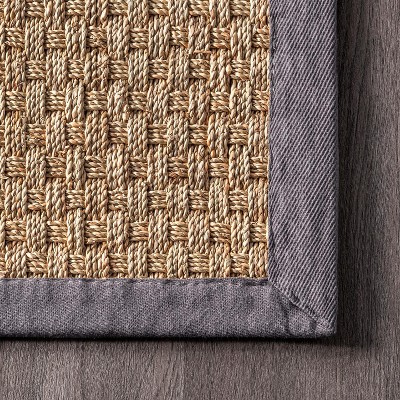 Nuloom Hesse Checker Weave Seagrass Area Rug : Target