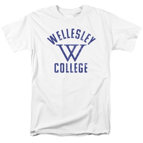 Wellesley College Official Blue Logo Adult T Shirt,white, Medium : Target