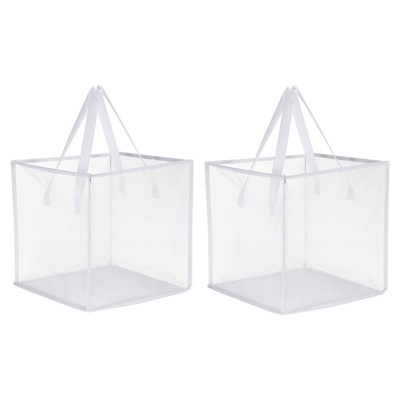 Unique Bargains Polyester Mesh Pack Collapsible Laundry Baskets 3 Pcs ...