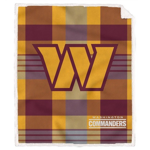 Nfl Washington Commanders Plaid Steel Royal Plush Faux Shearling ...