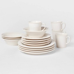 16pc Porcelain Beaded Rim Dinnerware Set White - Threshold™ : Target