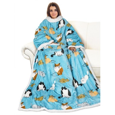 Catalonia Lips High Pile Fleece Wearable Blanket With Sleeves Arms ...
