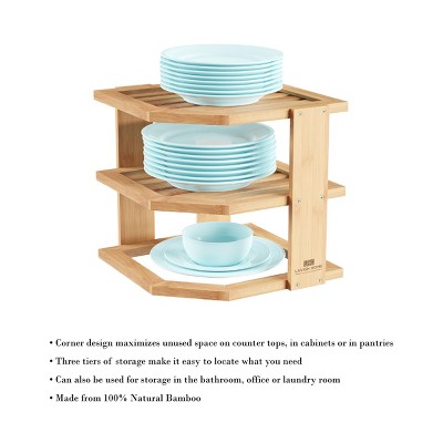Hastings Home 3-tier Bamboo Corner Shelf And Storage Organizer For ...