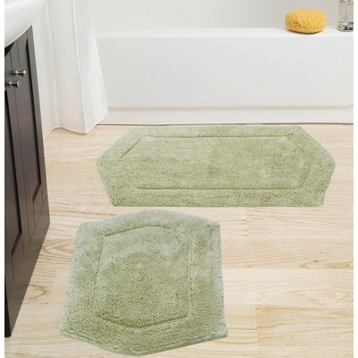 Set Of 2 Waterford Collection Green Cotton Tufted Bath Rug Set - Home ...