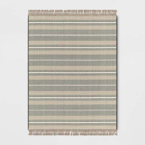 5'x7' Beachside Stripe Outdoor Rug Sage Green - Threshold™ Designed ...