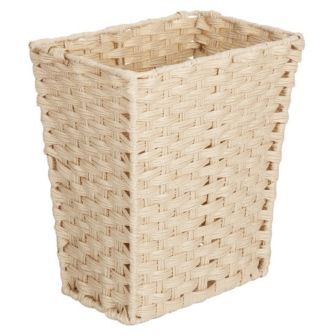 Mdesign Woven Rectangle Decorative Garbage Wastebasket Trash Bin ...