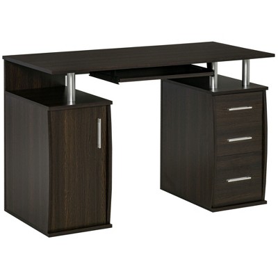 Homcom 47" Computer Desk With Keyboard Tray And Storage Drawers, Home ...