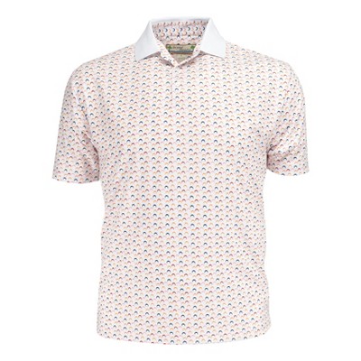 Beyond Paradise Men's White Birds Eye Print Polo Shirt Medium : Target