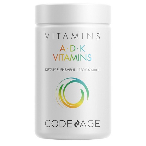 Codeage Vitamin Adk Capsules With Vitamin A, D3 5000 Iu And K1 & K2 (mk4 & Mk7) - 180ct : Target
