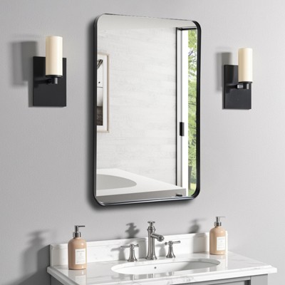 Vynxaria Black Deep Frame 24" x 36" Rectangle Mirror, Modern Dresser ...