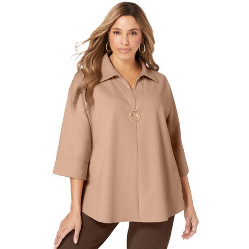 Jessica London Women's Plus Size Knit Crepe Trapeze Tunic, S - New ...