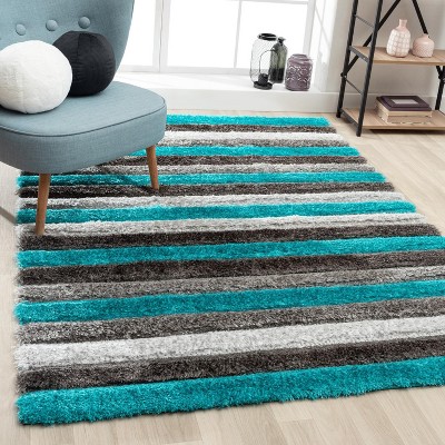 Luxe Weavers Modern Shag Geometric Area Rug, Turquoise 5x7 : Target
