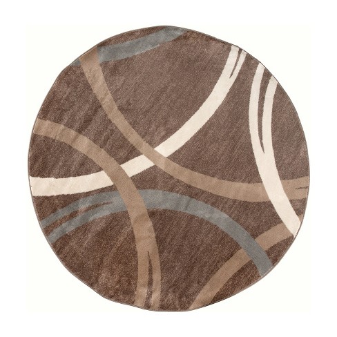 World Rug Gallery Contemporary Abstract Circles Design Brown 6'6" Round ...