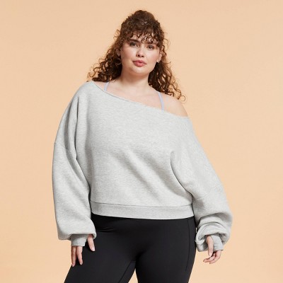 Blogilates Women's Dance Studio Off The Shoulder Sweatshirt - Heathered ...