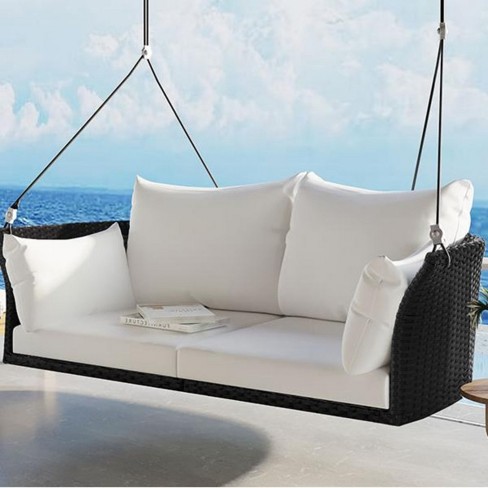 Coolbibila-51inch 2-person Patio Swings, Rattan Woven Swing Chair ...