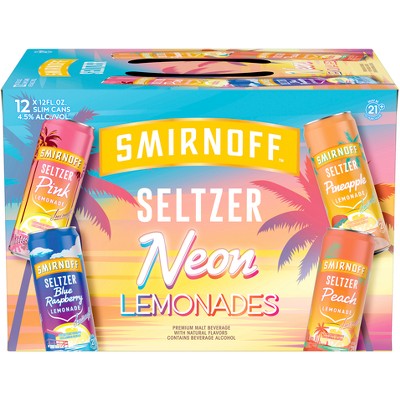 Smirnoff Spiked Sparkling Seltzer Neon Lemonade Variety - 12pk/12 Fl Oz Cans : Target