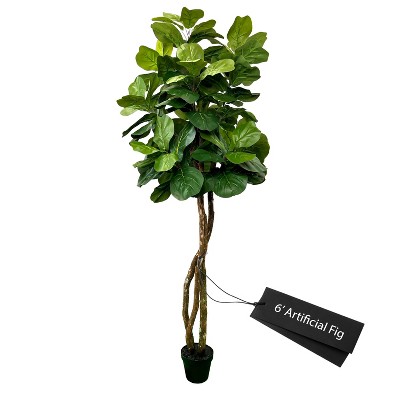 Nearly Natural 6’ Tall Fiddle Leaf Fig Artificial Tree : Target