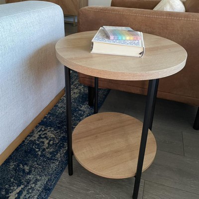 Wood And Metal Round End Table Black - Room Essentials™ : Target