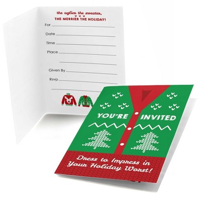 Big Dot Of Happiness Christmas Pajamas - Shaped Fill-in Invitations ...
