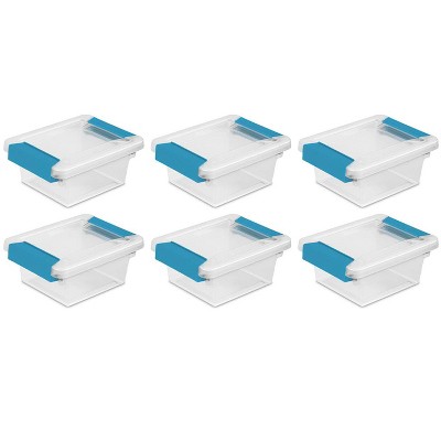 Sterilite Miniature Clip Storage Box W/ Latch Lid, 6 Pack, & Medium ...