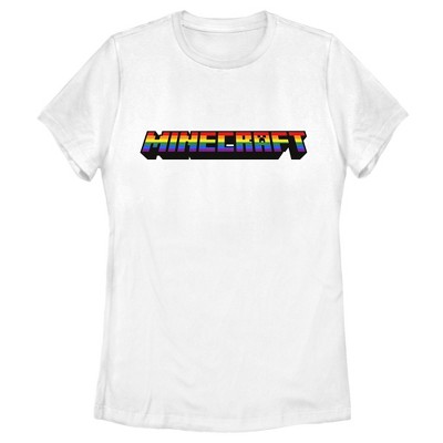Men's Minecraft Classic Logo White T-shirt - White - Small : Target