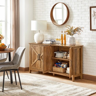 Vasagle Sideboard Buffet Cabinet, Kitchen Storage Cabinet With Rattan ...