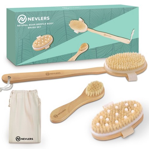 Nevlers Boar Bristle Exfoliating Dry Body Brush Set : Target