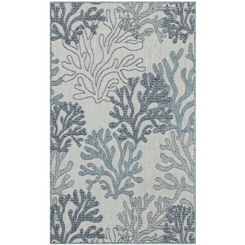 Nourison Garden Oasis Nautical Coral Beach Outdoor Rug Blue 3' X 5 ...