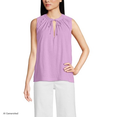 Lands' End Women's Linen Blend Notch Neck Swing Tank Top : Target