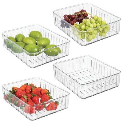 Mdesign Vented Fridge Storage Bin Basket For Fruit, Vegetables, 4 Pack ...