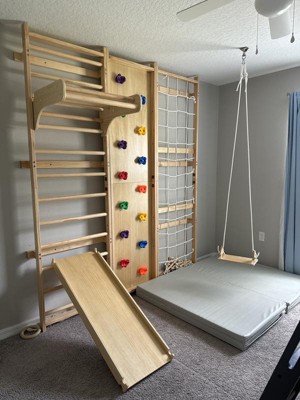 Walnut - 9-in-1 Swedish Ladder Wall Gym And Climber : Target