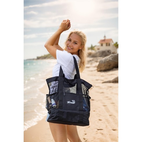 Tirrinia Large Beach Tote With Cooler, Womens Mesh Bag, Black : Target