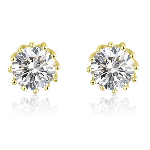 Crown Stud Earrings 8mm Round Cz Sterling Silver Womens By Ginger Lyne ...