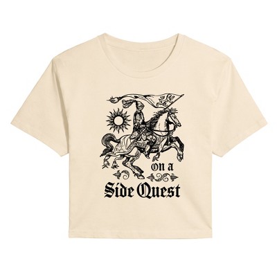 Women's - Instant Message - Side Quest Knight Cropped Graphic T-Shirt ...